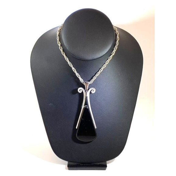 Avon | Jewelry | Avon Necklace Black Silver Pendant Rope Chain Vintage ...